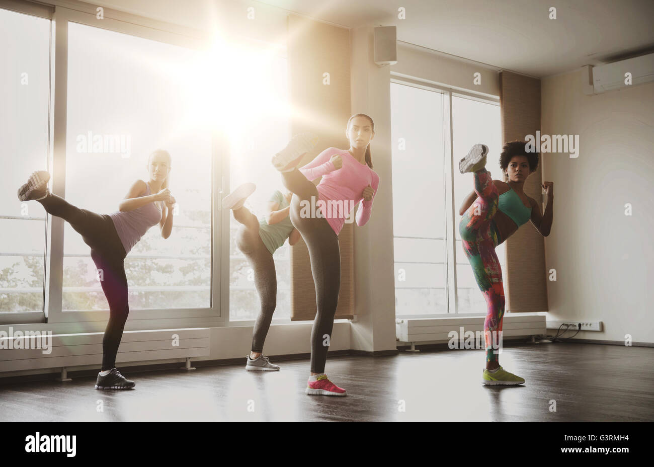 group of women working out and fighting in gym Stock Photo - Alamy