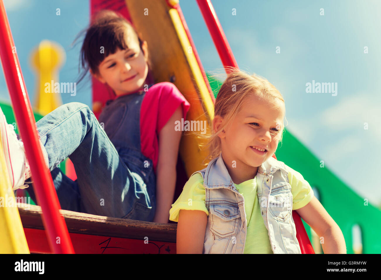 happy kids on children playground Stock Photo - Alamy