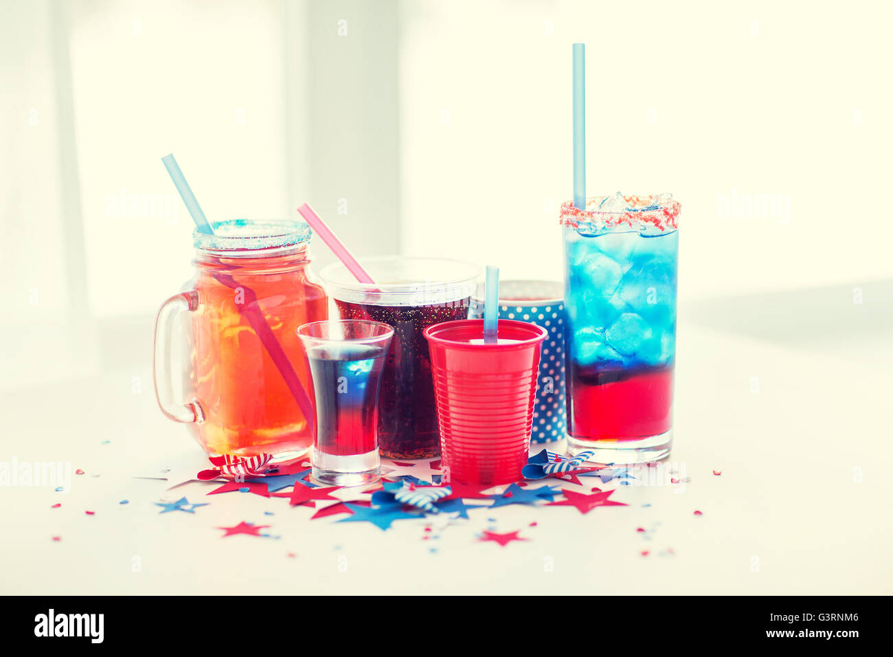drinks on american independence day party Stock Photo - Alamy
