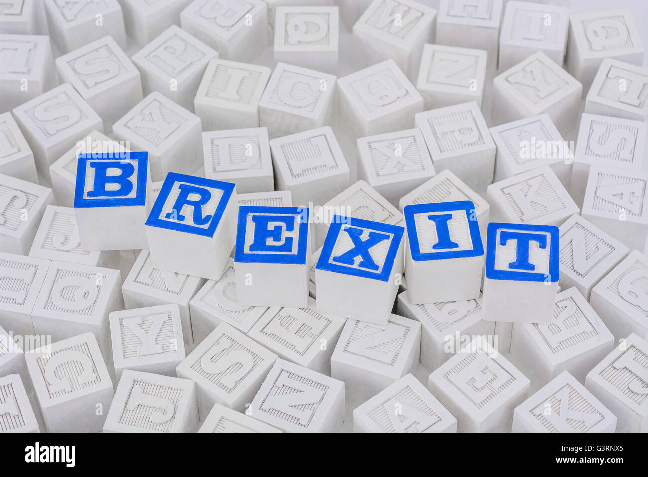 Brexit no-deal concept in the format of kids / toy alphabet bricks. EU ...