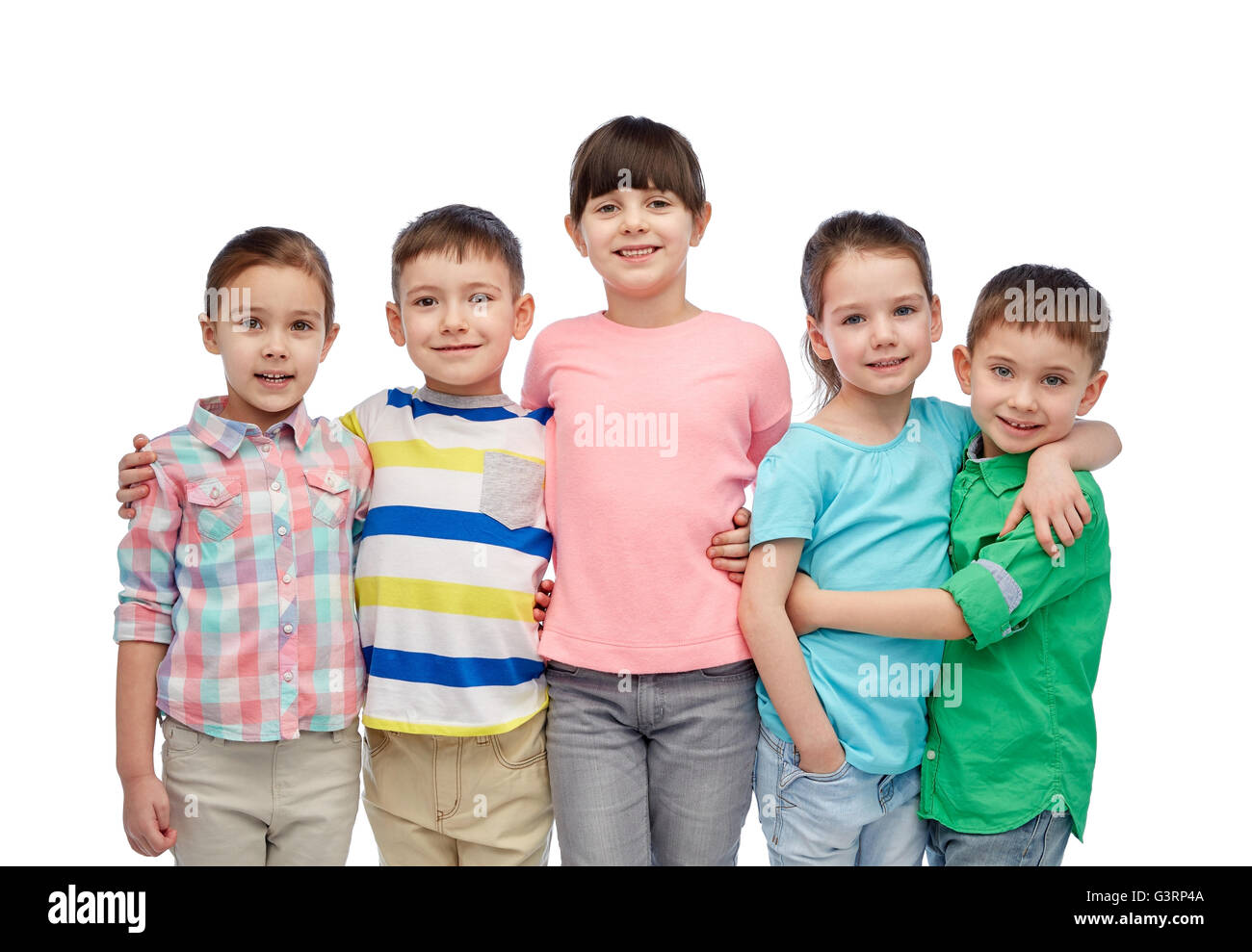 happy smiling little children hugging Stock Photo - Alamy