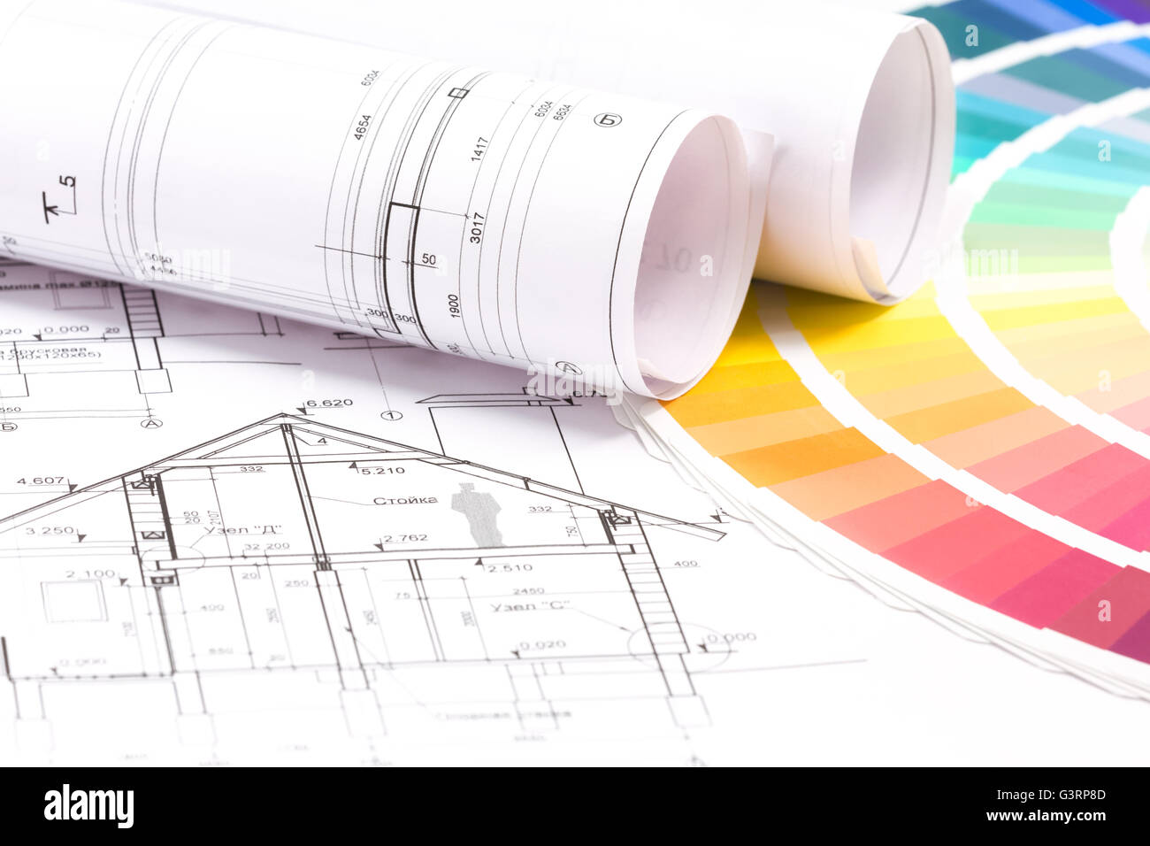 Architect's and designer's work space during work with technical ...