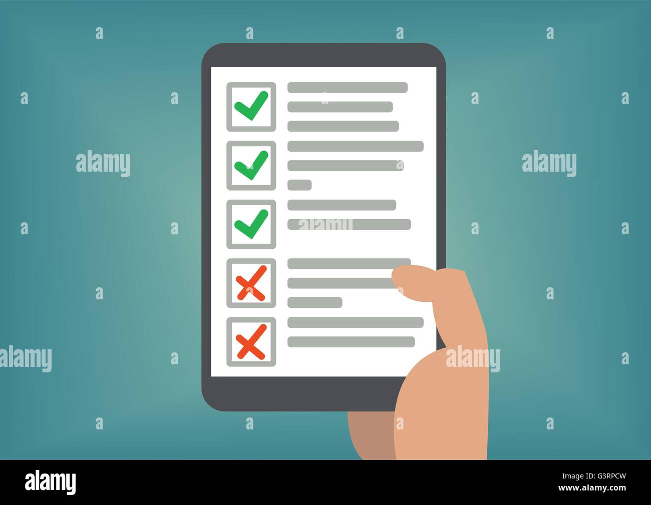 Digital checklist or todo-list displayed on tablet screen. Concept of ...