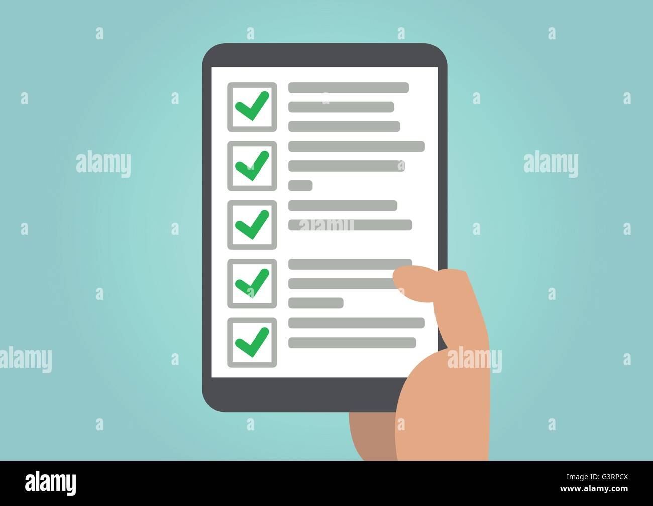 Completed tasks on to-do list concept with checks displayed on tablet ...