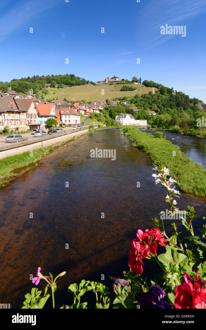 Murg river, Eberstein castle, vineyards, Germany, Baden-Württemberg ...