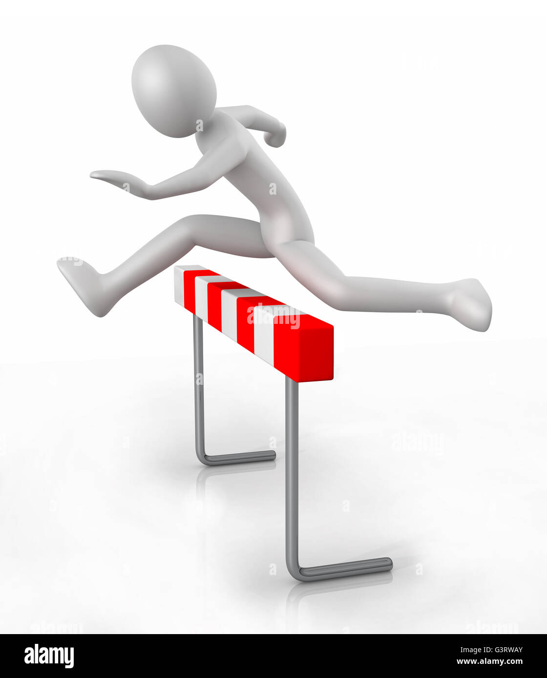 Man icon jumping over the barrier - 3D illustration Stock Photo - Alamy