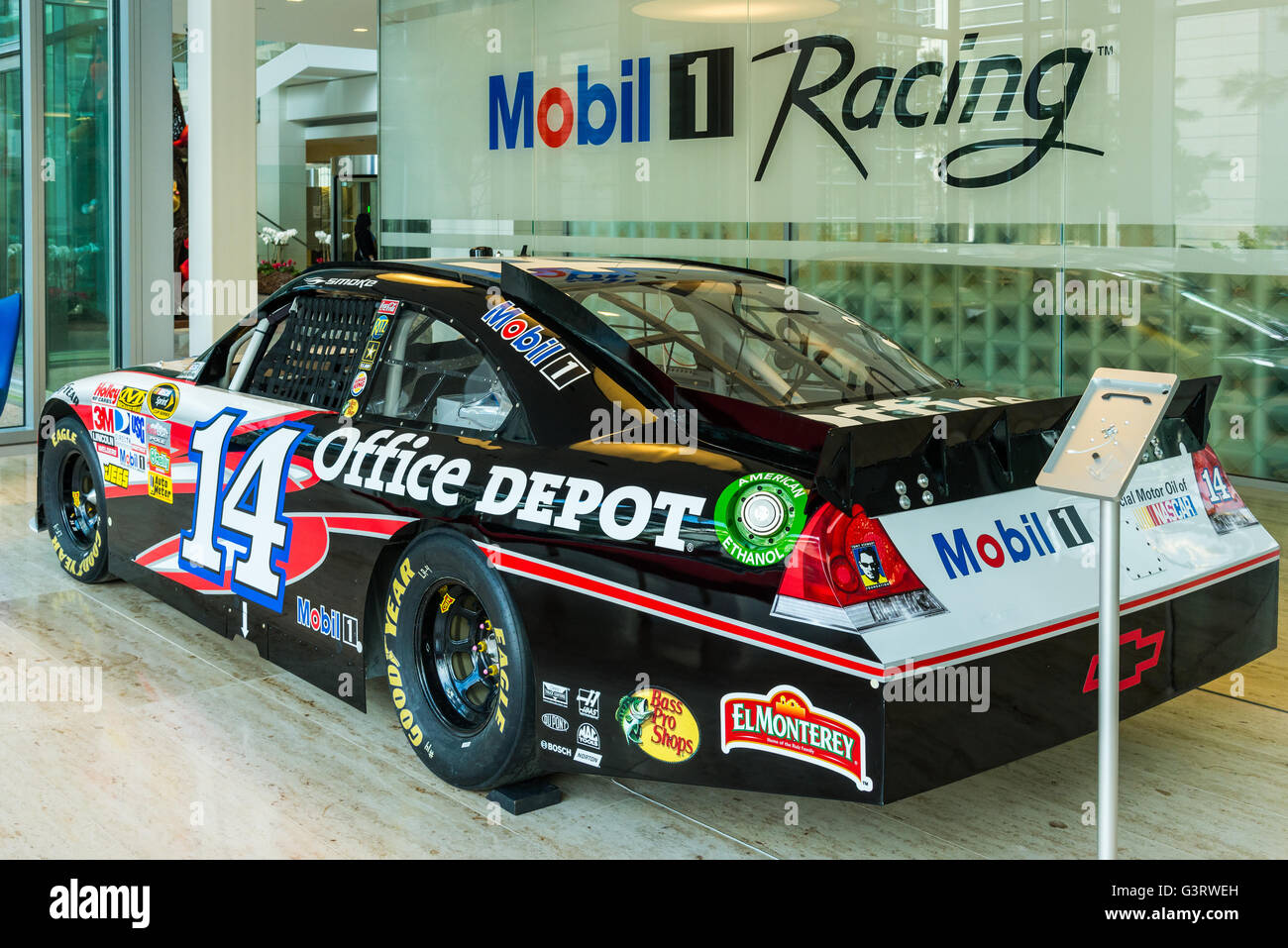 Mobil One race car in display Stock Photo - Alamy