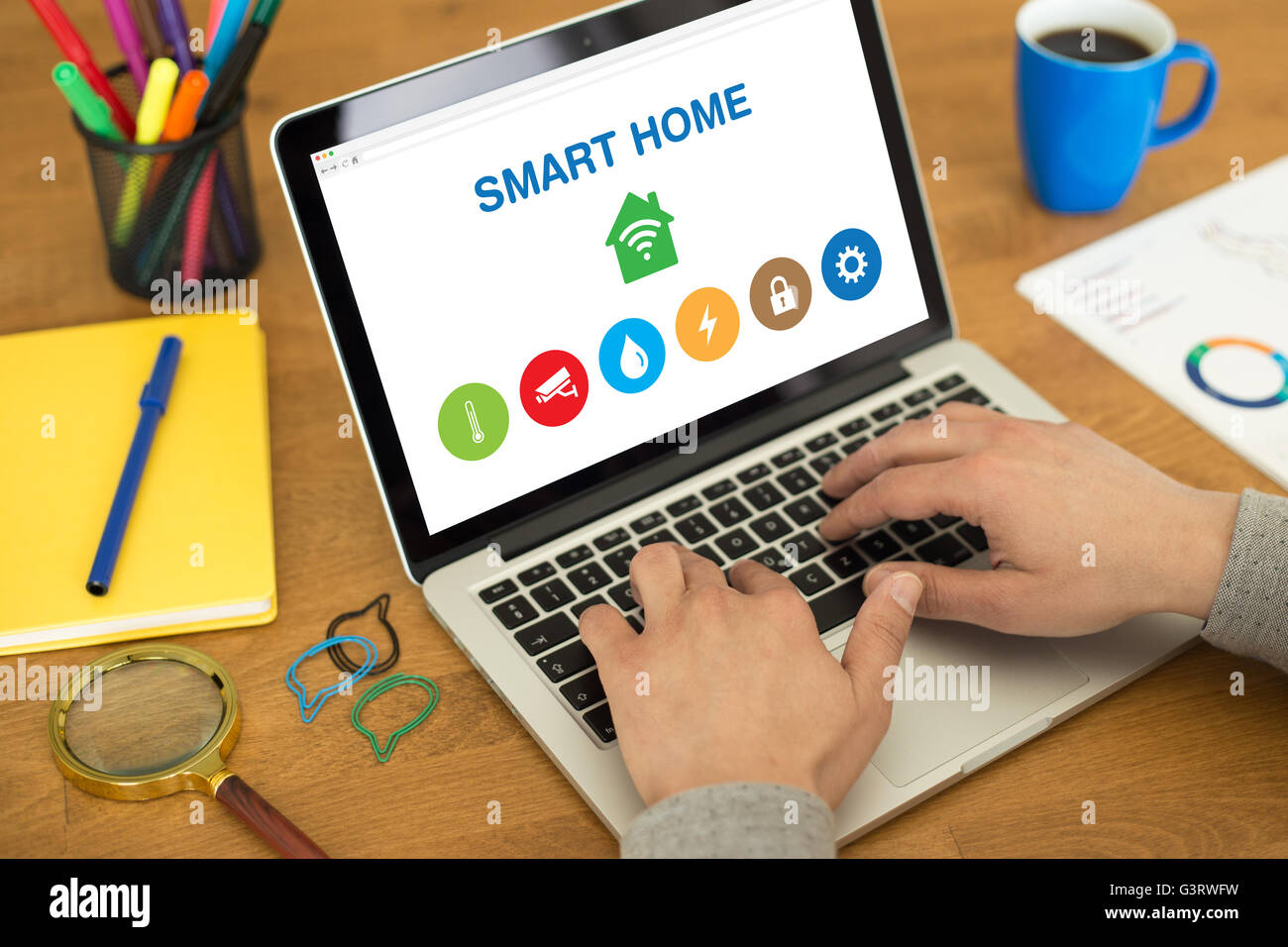 Smart home automation app on computer Stock Photo - Alamy