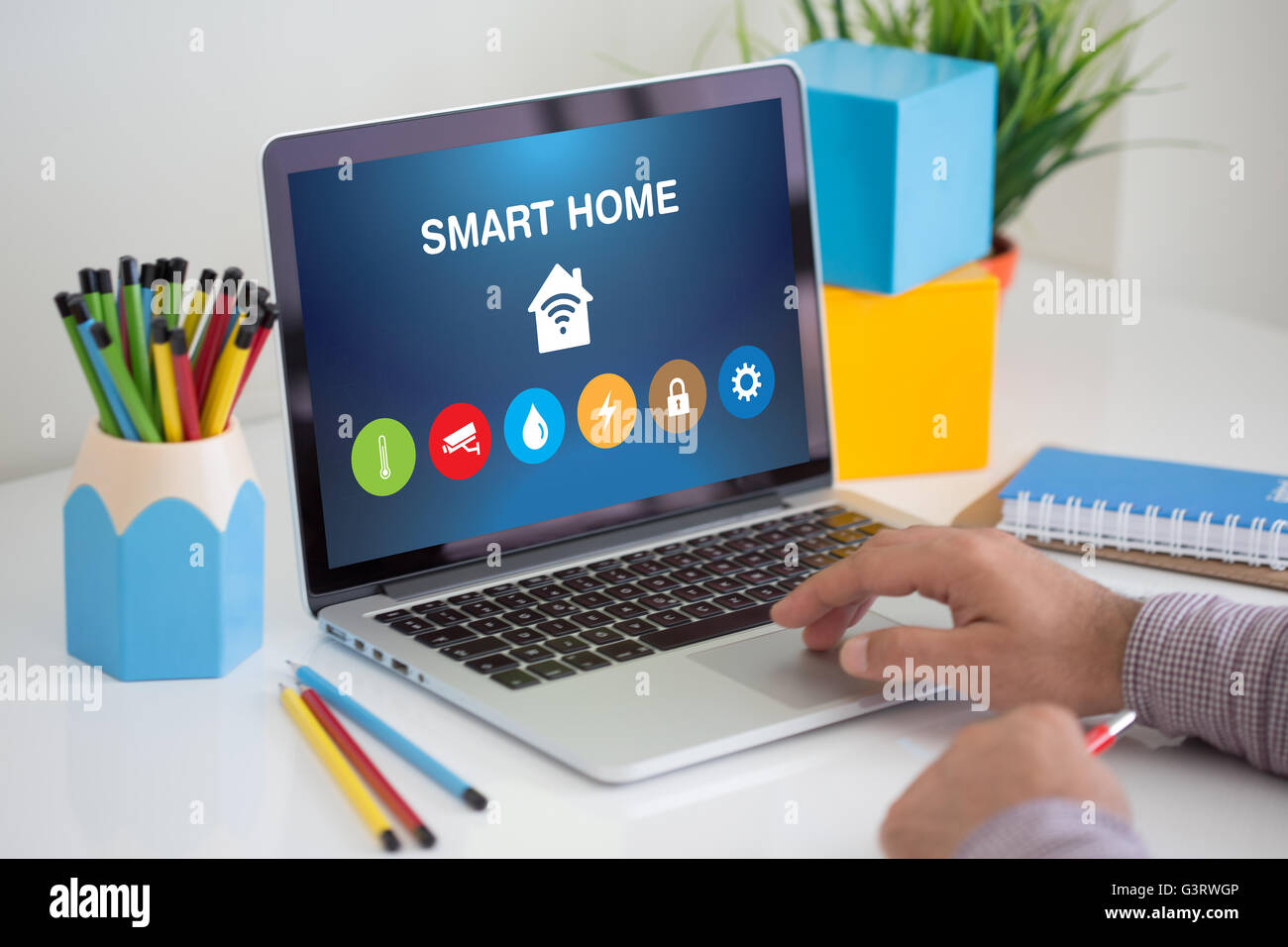 Smart home automation app on computer Stock Photo - Alamy