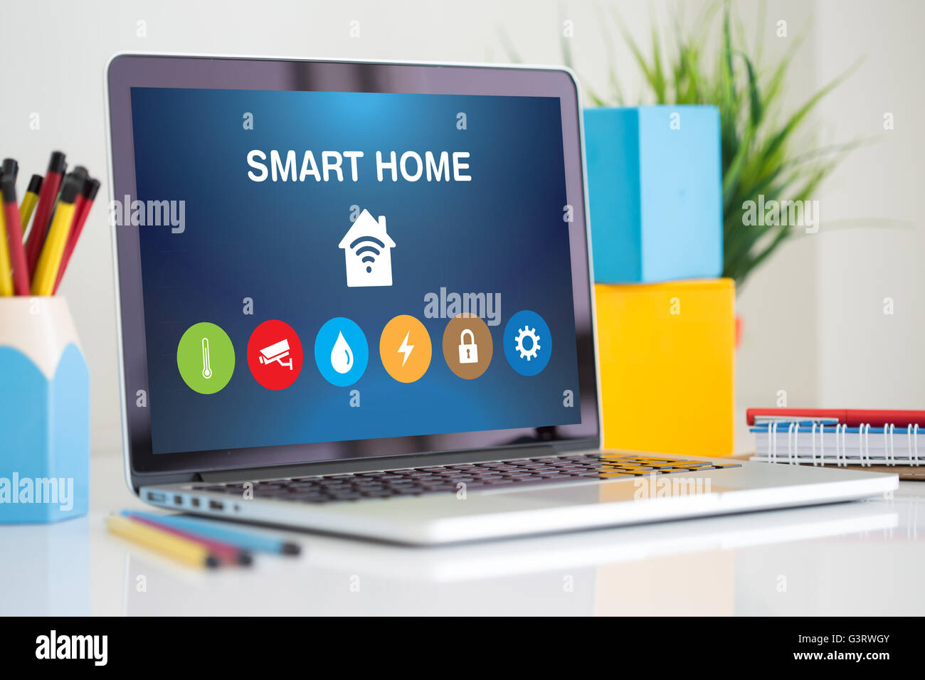 Smart home automation app on computer Stock Photo - Alamy