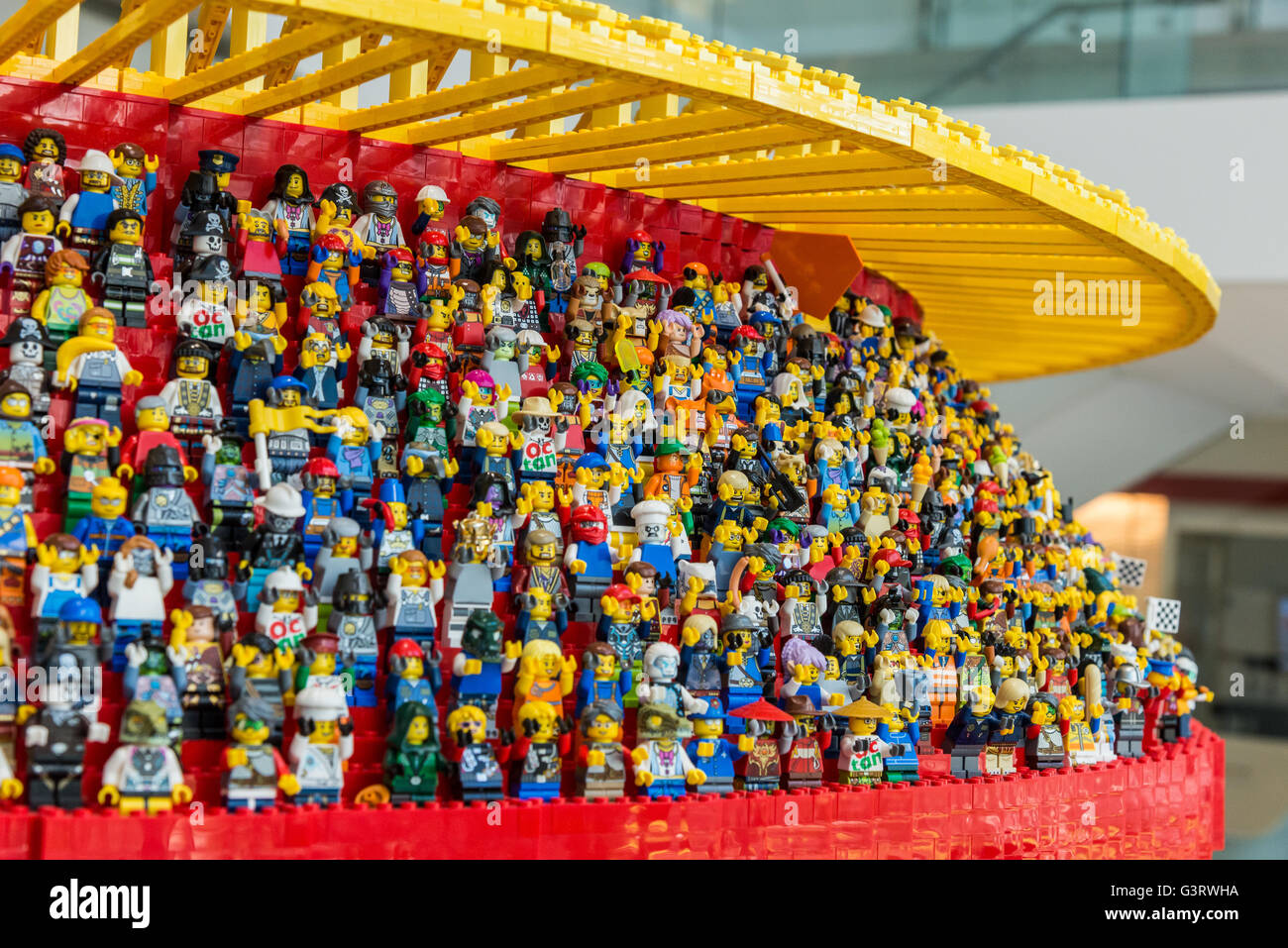Lego character as fans on the stands of a sport arena Stock Photo - Alamy
