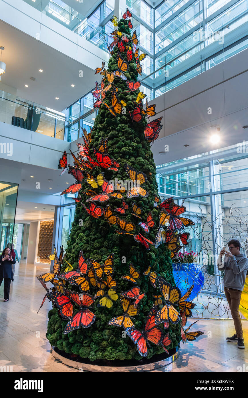 An artificial Christmas tree decorated with butterflies Stock Photo - Alamy