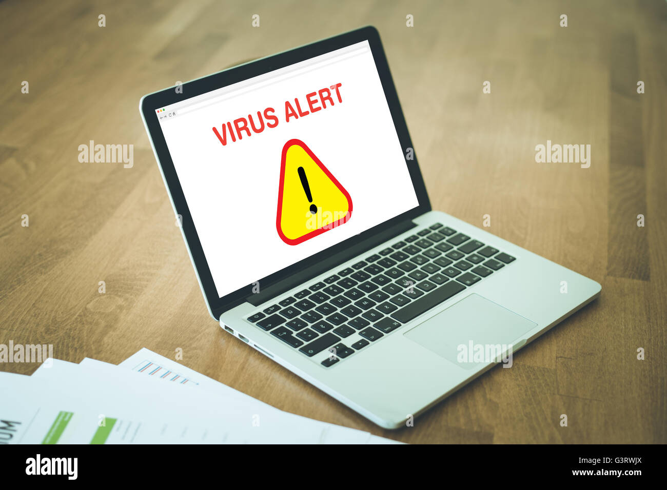 Virus detected computer sign concept alert piracy security hi-res stock ...