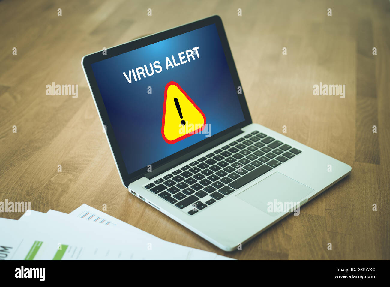 Virus Alert Sign on computer Stock Photo - Alamy
