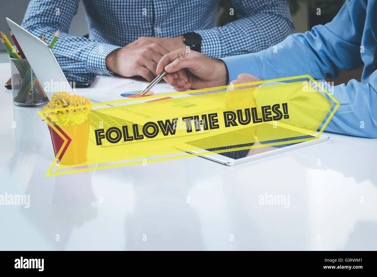 BUSINESS WORKING OFFICE Follow The Rules! TEAMWORK BRAINSTORMING ...