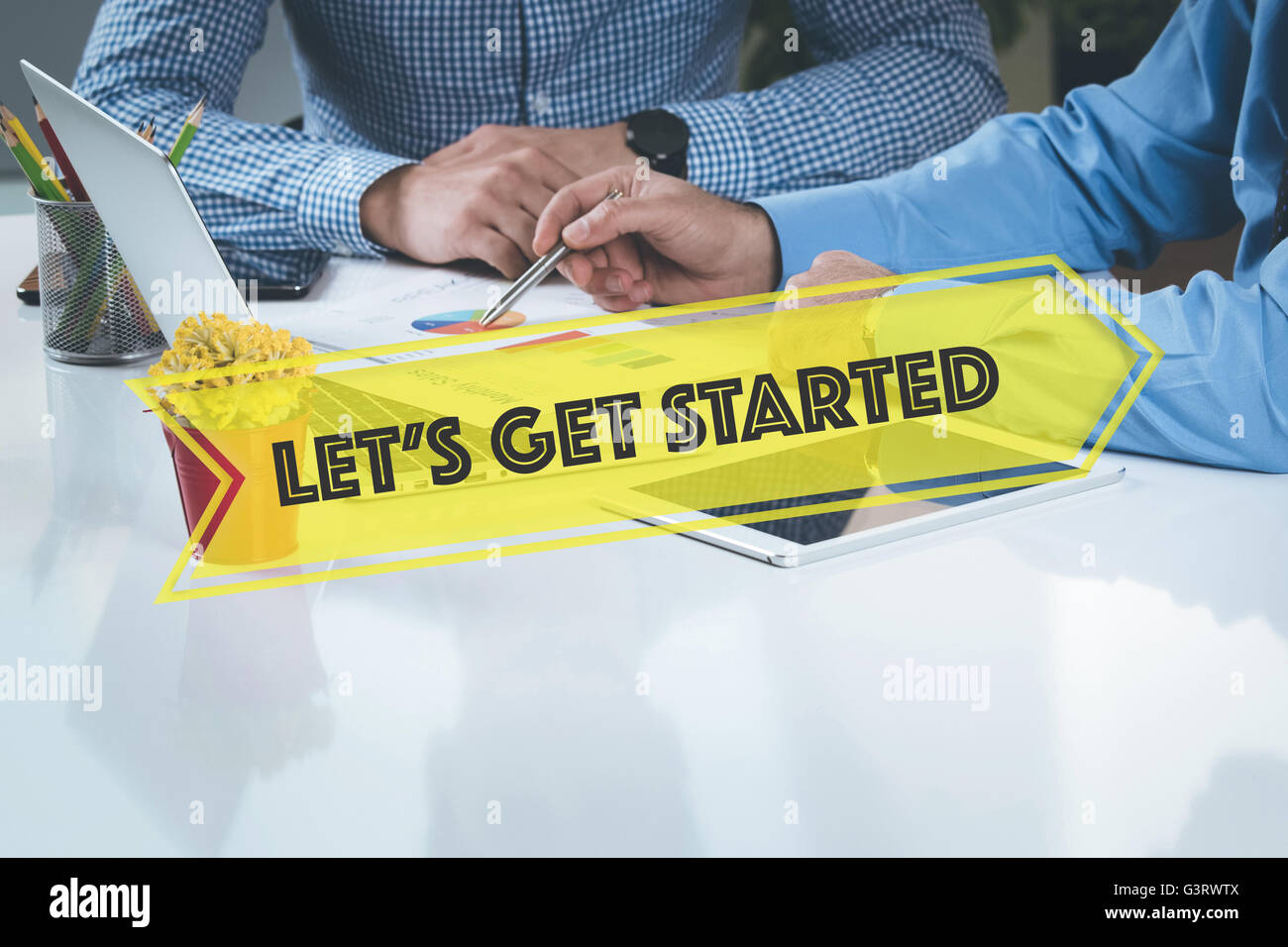 BUSINESS WORKING OFFICE Let's Get Started TEAMWORK BRAINSTORMING ...