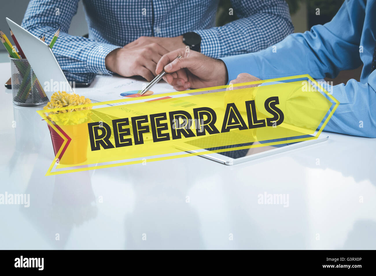 BUSINESS WORKING OFFICE Referrals TEAMWORK BRAINSTORMING TECHNOLOGY ...