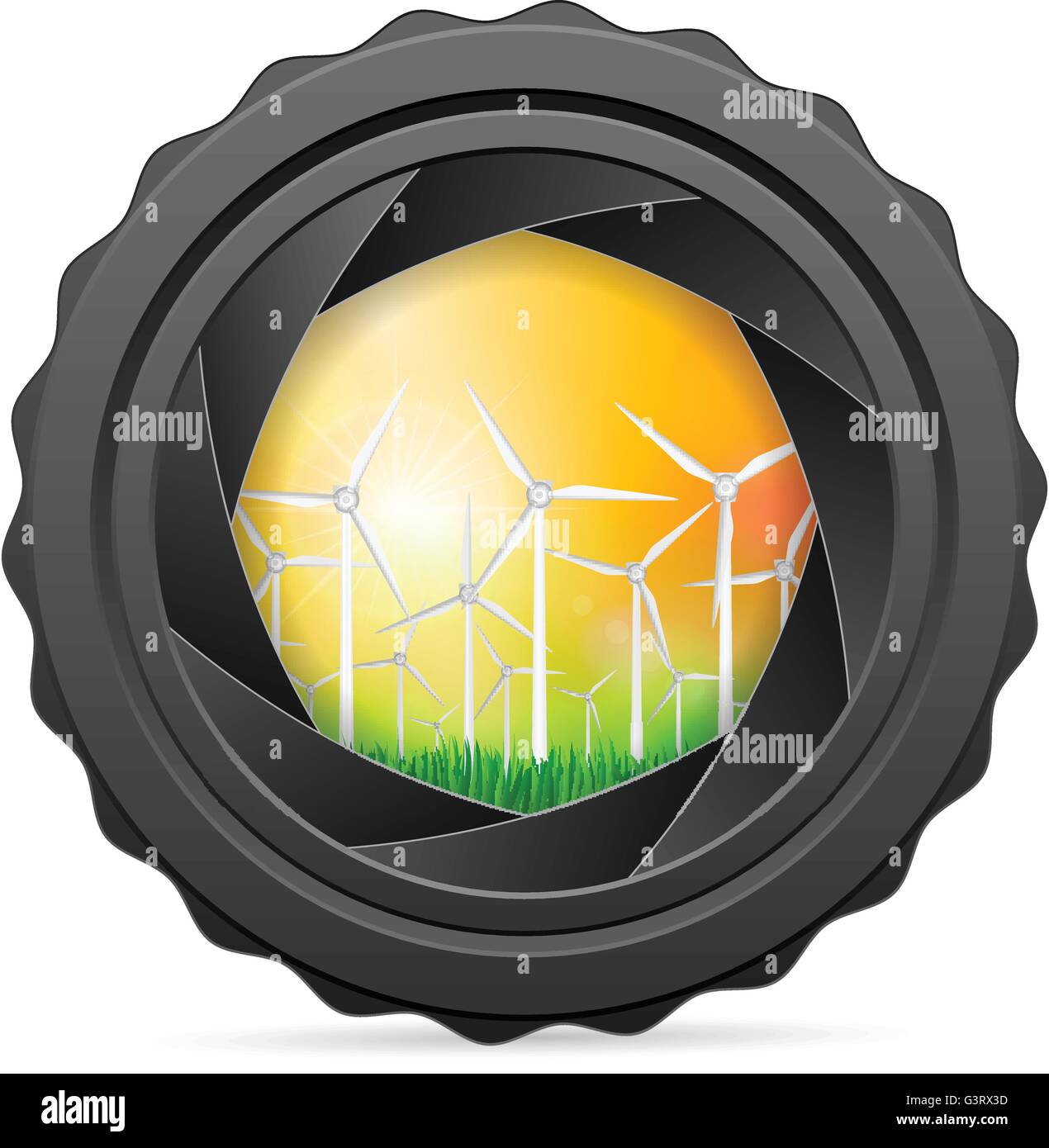 Camera shutter with wind generators on white background. Vector ...