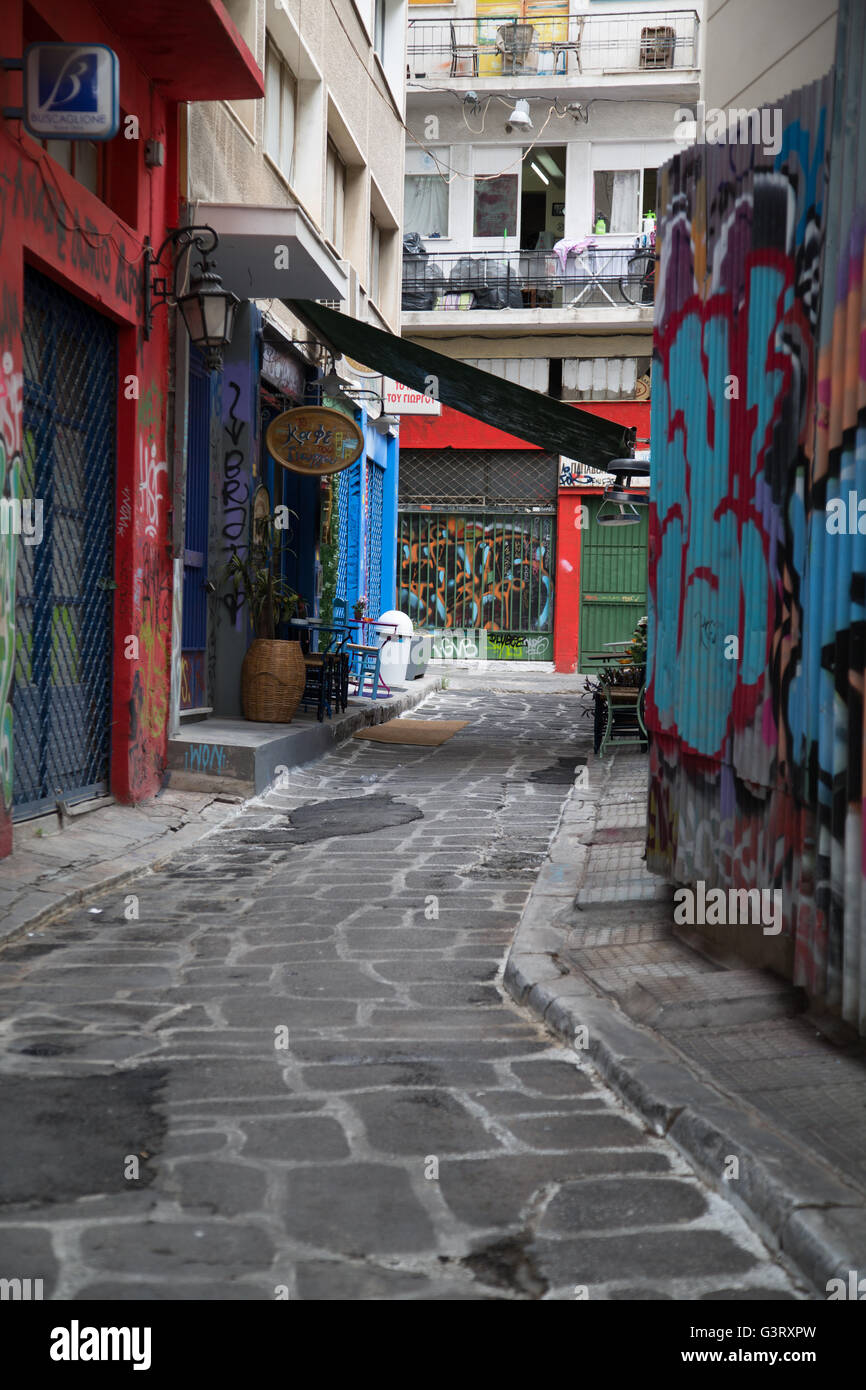 One of the many colorful, graffiti-filled alleys in the trendy ...