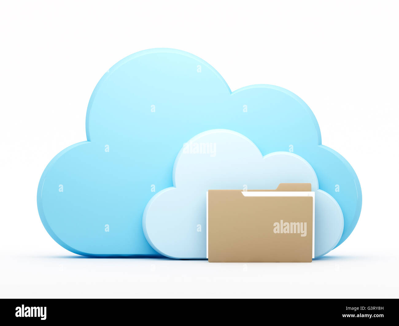 Cloud computing technology. Folder and cloud on white background Stock ...