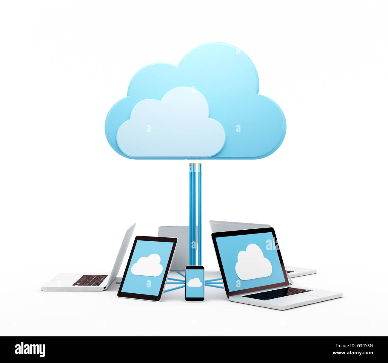 Cloud computing with multiple devices Stock Photo - Alamy