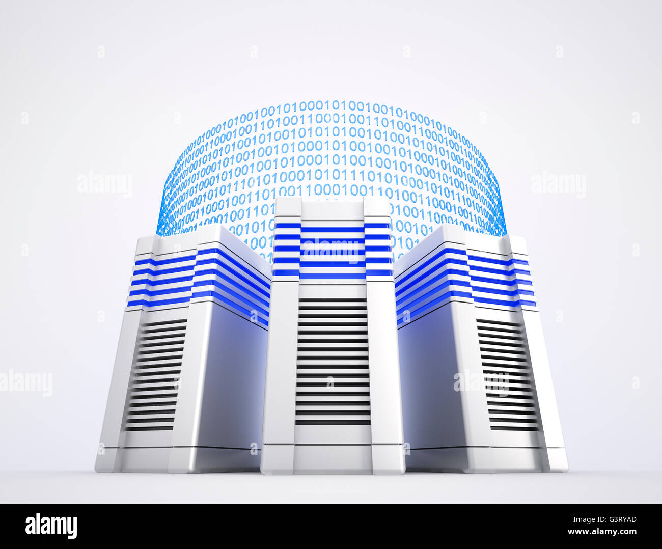 Data storage concept. Three network servers with binary codes Stock ...