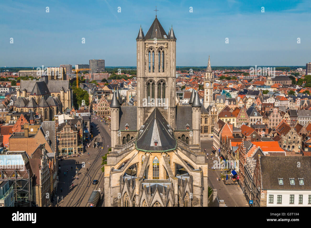 Aerial view of Ghent in Belgium Stock Photo - Alamy