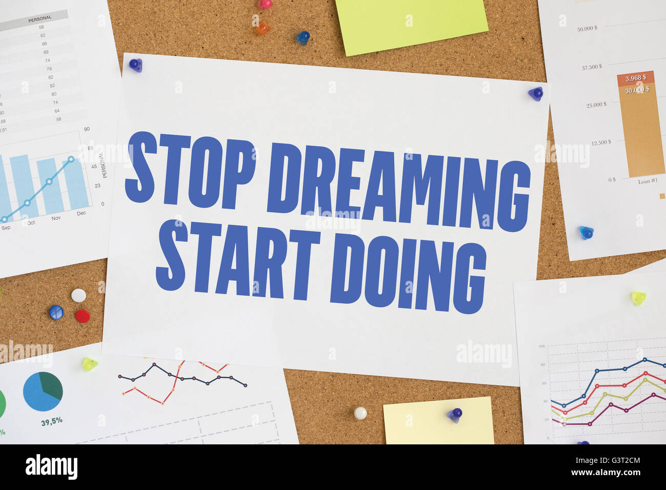 CHART BUSINESS GRAPH RESULT COMPANY STOP DREAMING START DOING CONCEPT Stock Photo - Alamy