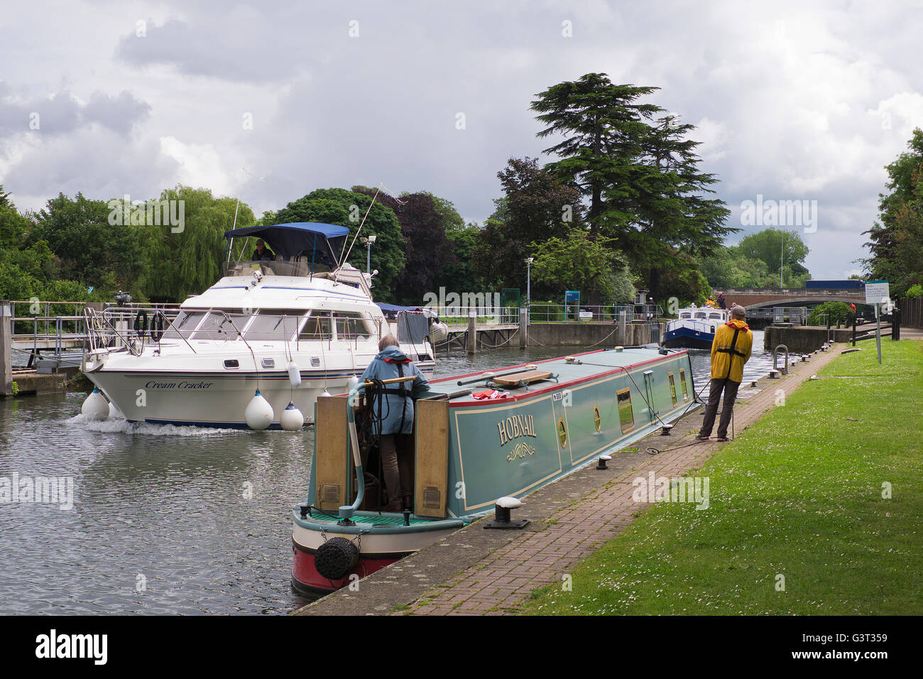 Narrowboats in Runnymede in Surrey UK Stock Photo - Alamy