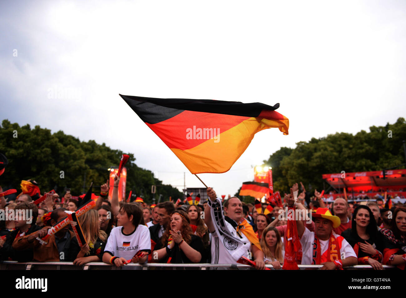 Germany fans at the Fan Mile at Brandenburg Gate in Berlin, Germany, 12 ...