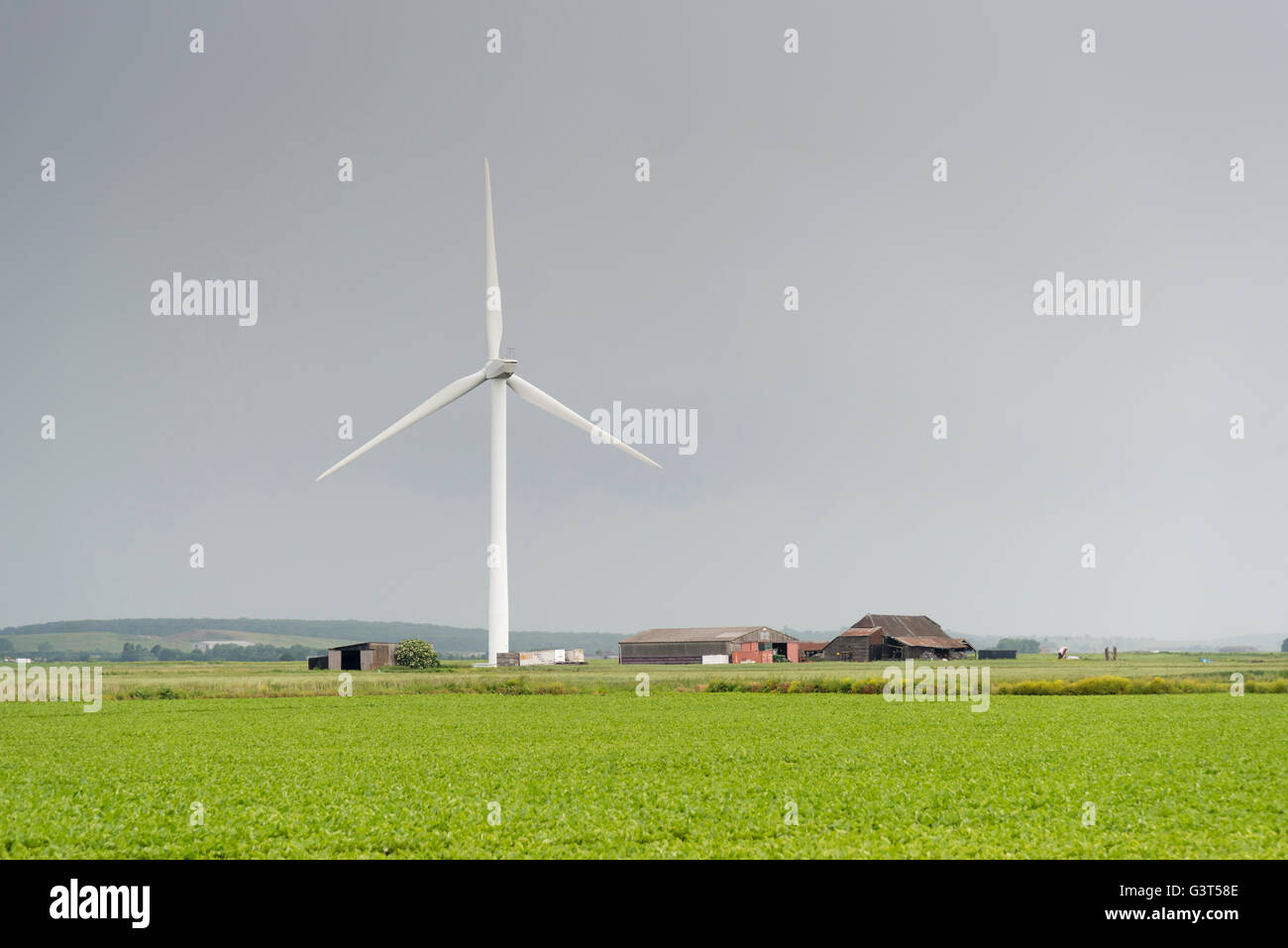 Red Tile Wind Farm, Warboys, Cambridgeshire UK 14th June 2016. Thunder ...