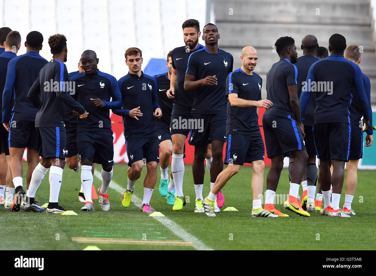 Marseille, France. 14th June, 2016. French players in action during a ...