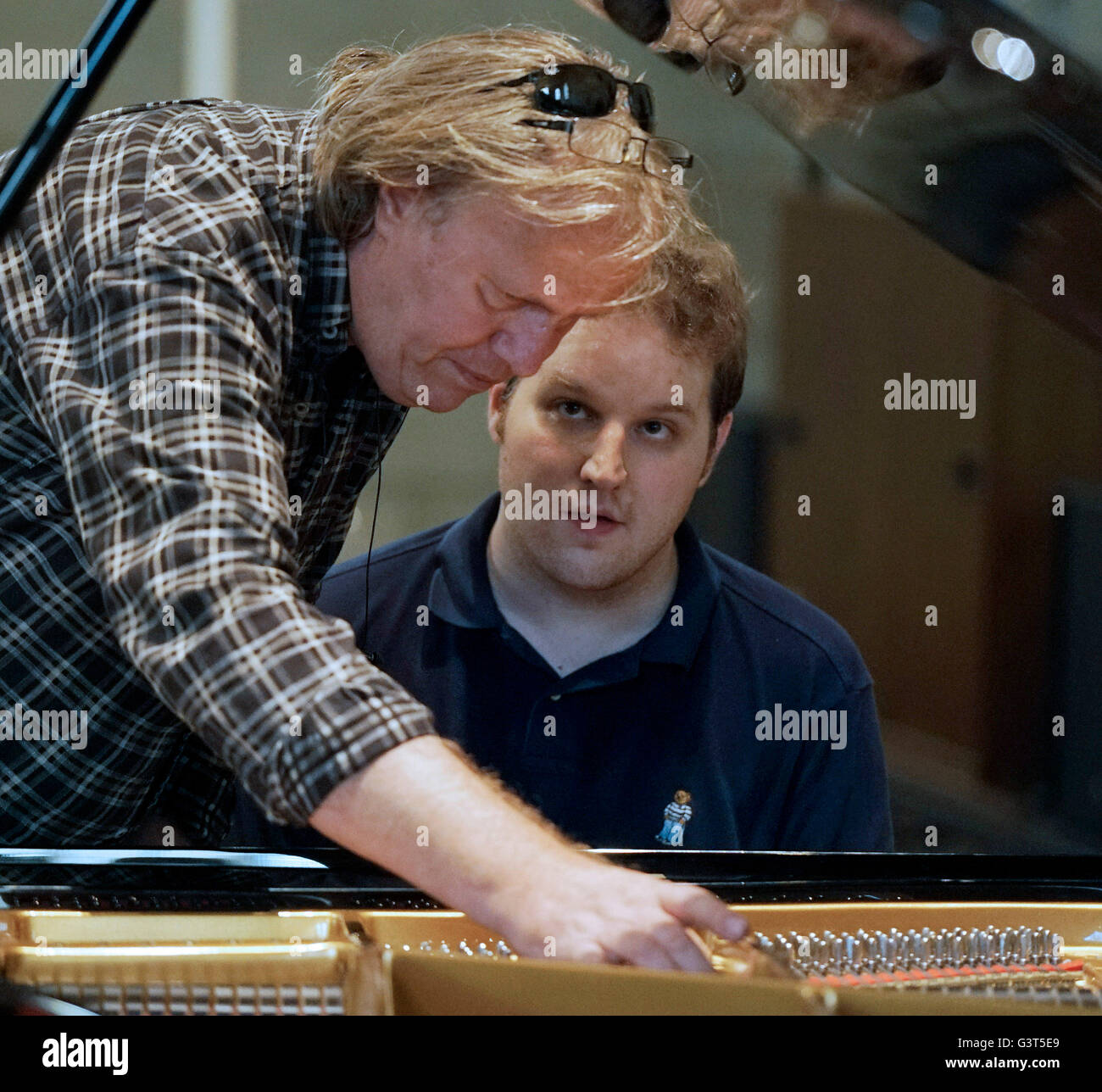 Czech pianist Lukas Vondracek, right, performs during the rehearsal ...