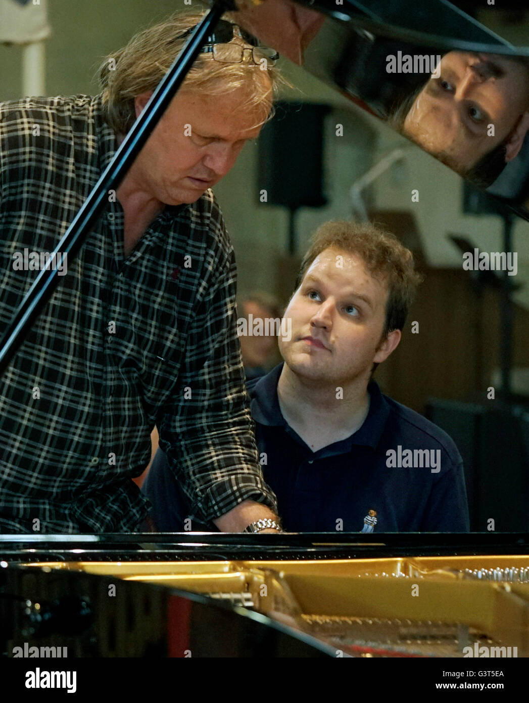 Czech pianist Lukas Vondracek, right, performs during the rehearsal ...