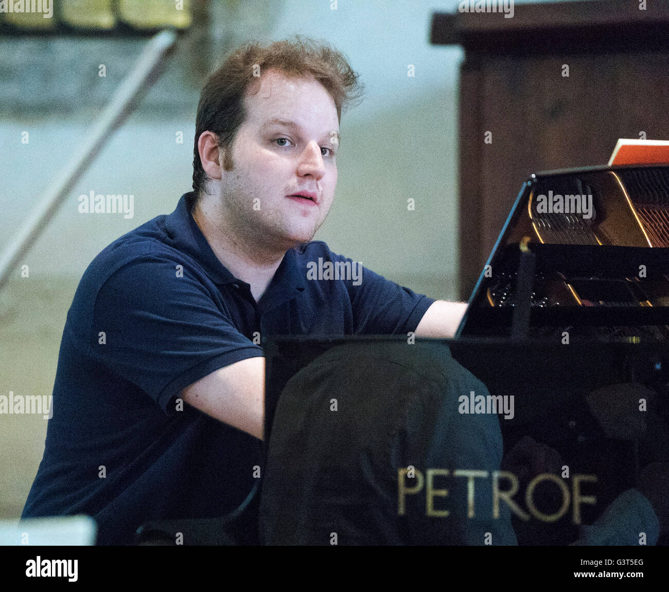 Czech pianist Lukas Vondracek performs during the rehearsal before the ...