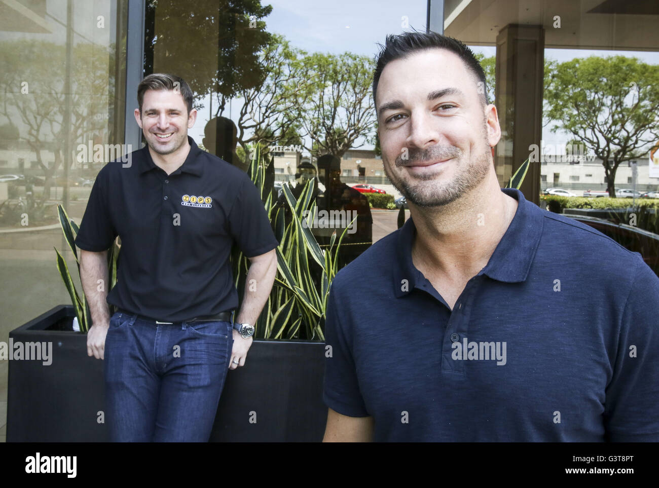Los Angeles, California, USA. 3rd May, 2016. Shawn Bishop, right, and ...