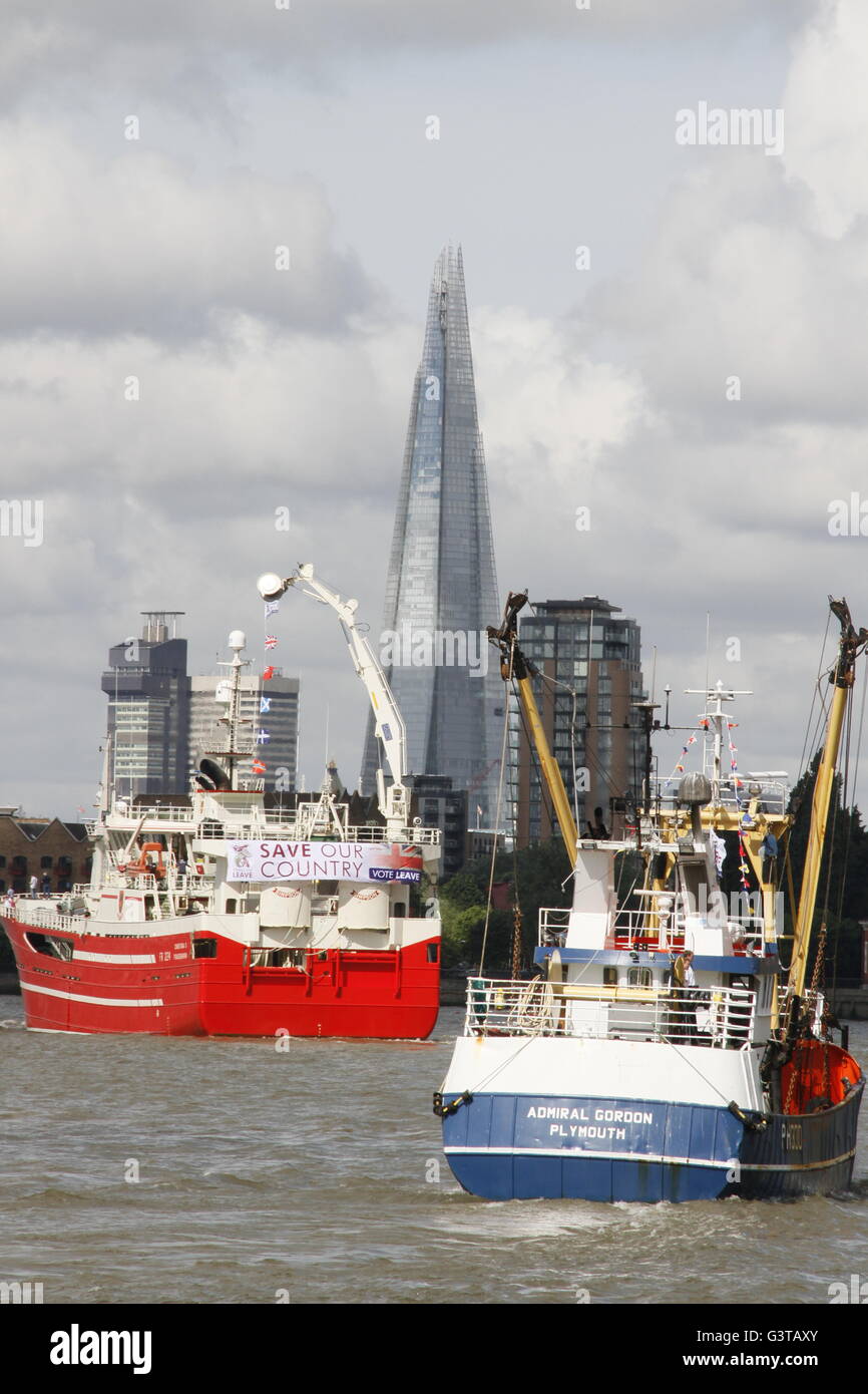 Limehouse, River Thames, London, UK. 15 June 2016. A flotilla of ...