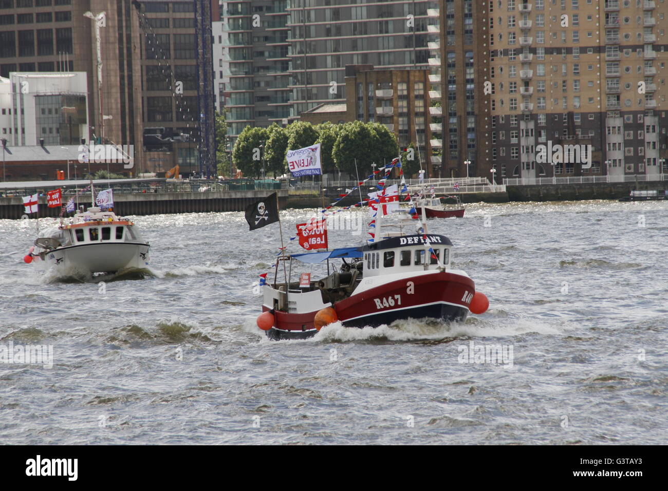 Limehouse, River Thames, London, UK. 15 June 2016. A flotilla of ...