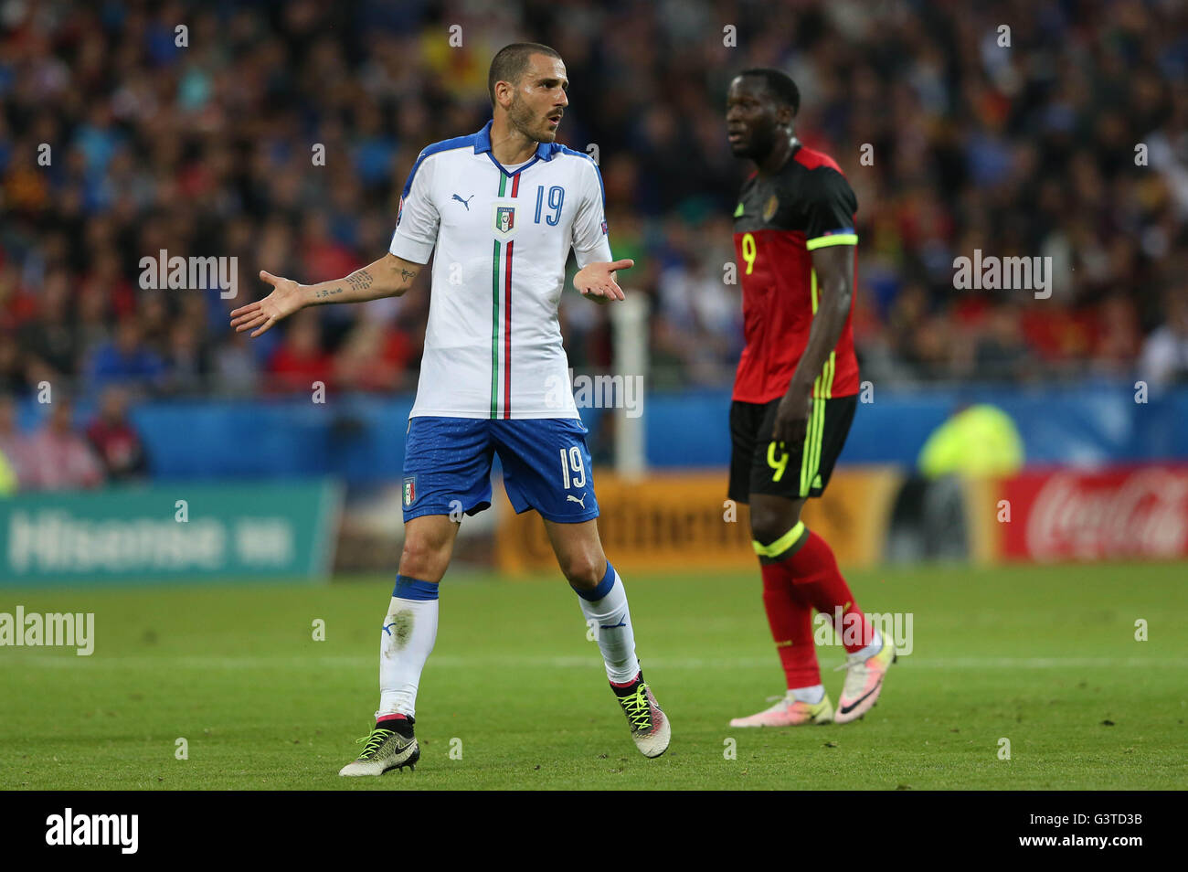 : Bonucci in action during football match of Euro 2016 in France ...