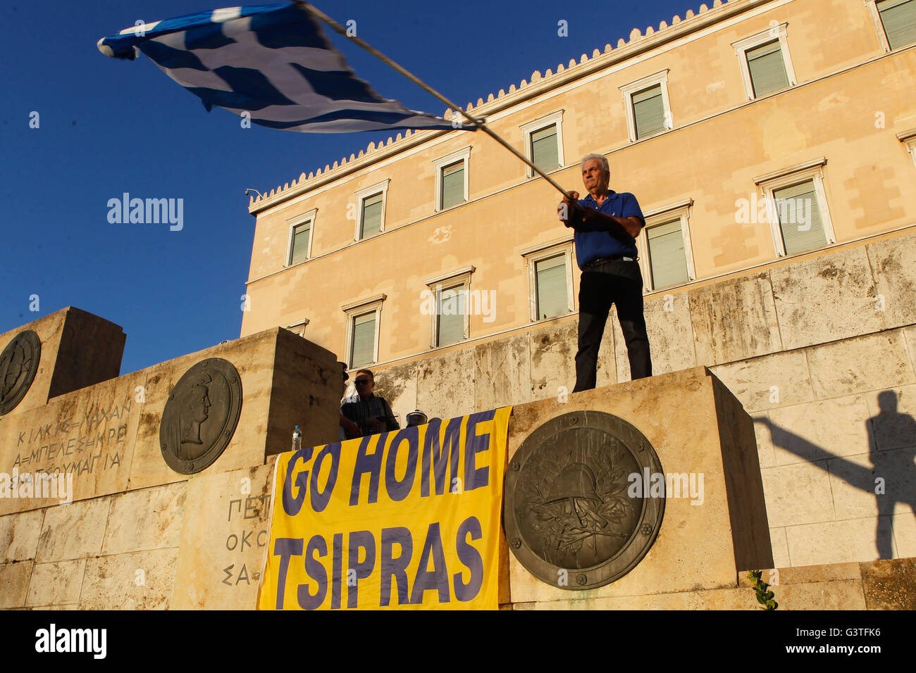 Athens, Greece. 15th June, 2016. Protesters chant slogan during anti ...