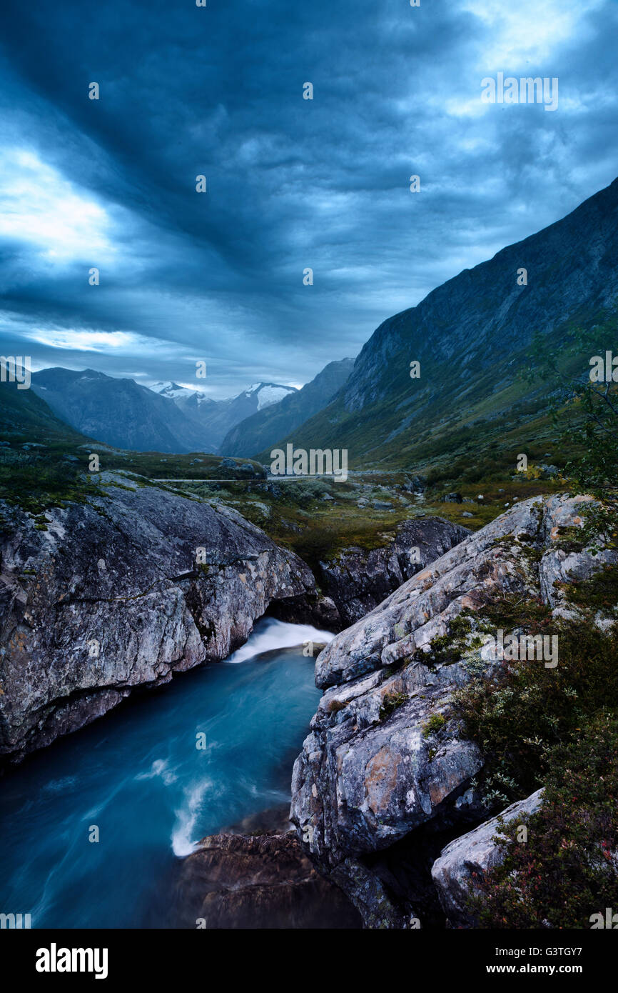 Dark clouds over fjord valley hi-res stock photography and images - Alamy
