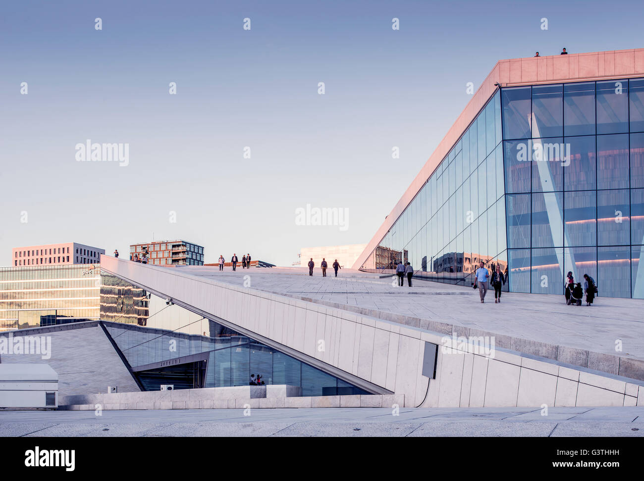 The norwegian opera house in oslo in sunset hi-res stock photography ...