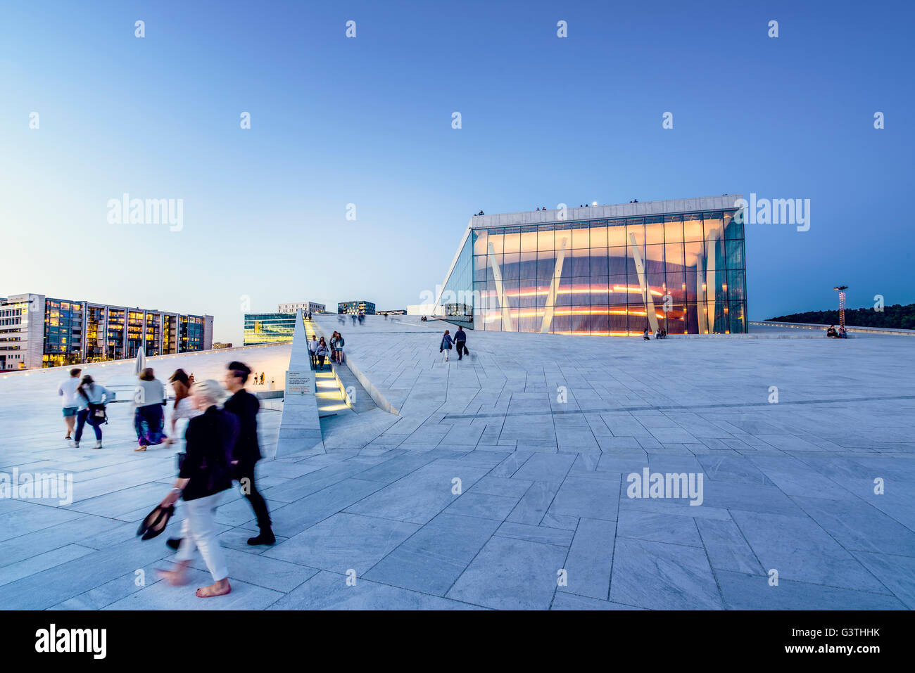 The norwegian opera house in oslo in sunset hi-res stock photography ...