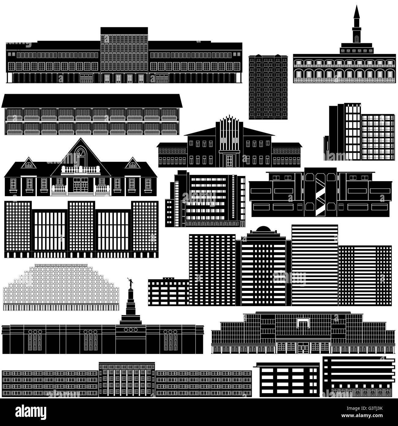 Architectural landmarks of the world. The illustration on a white ...