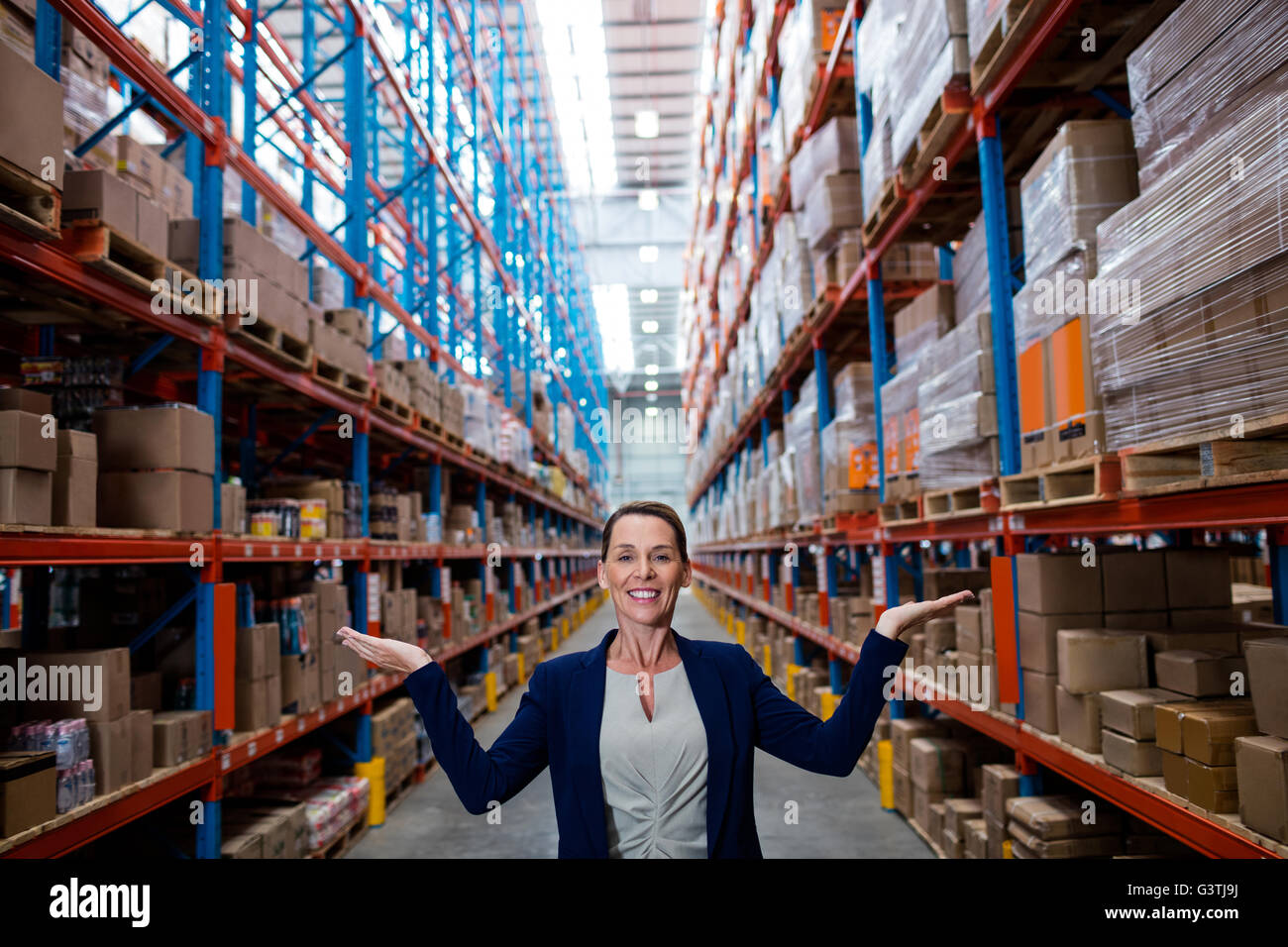 Half length of warehouse manager Stock Photo - Alamy