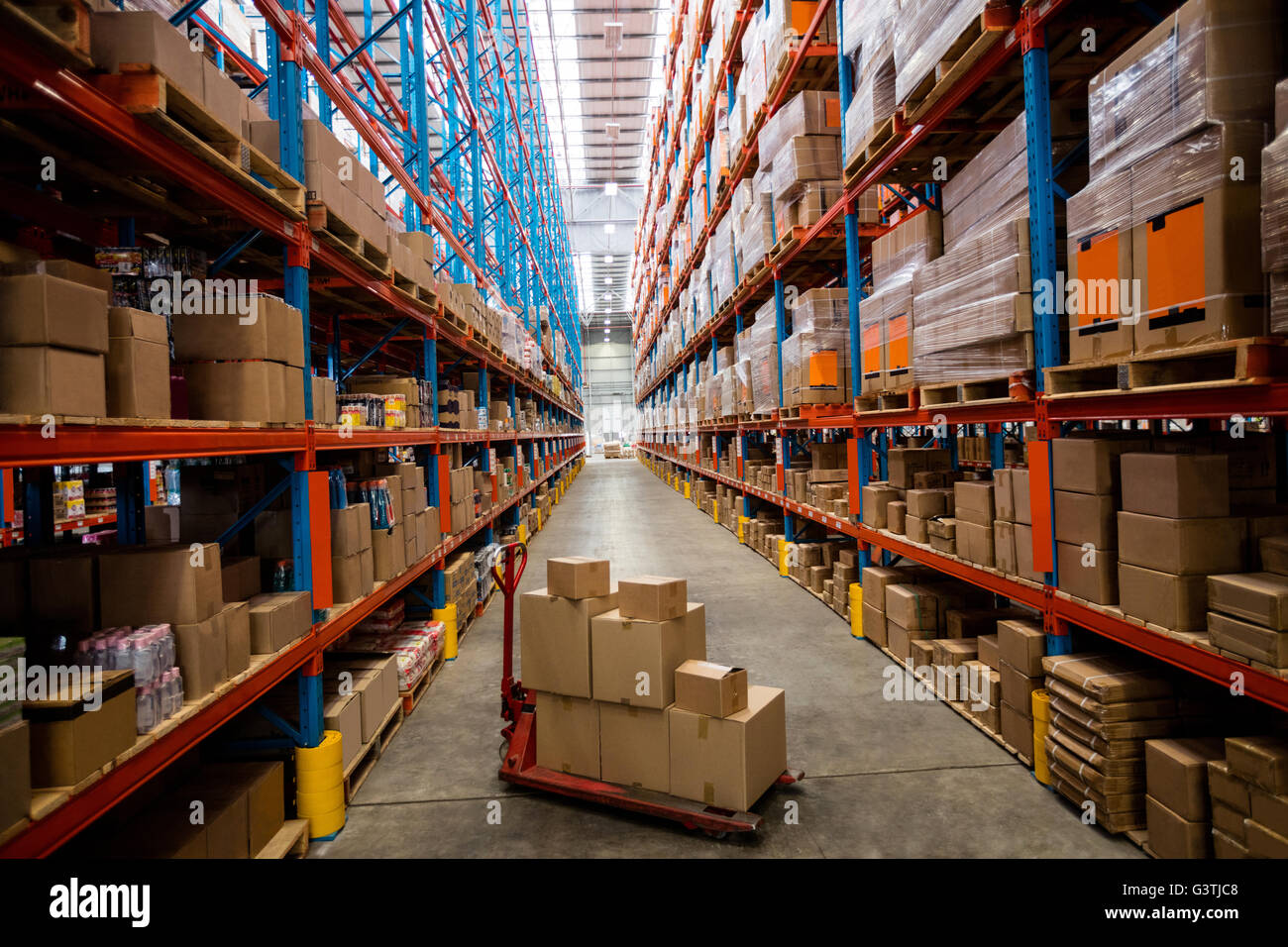 High angle view of warehouse aisle Stock Photo - Alamy