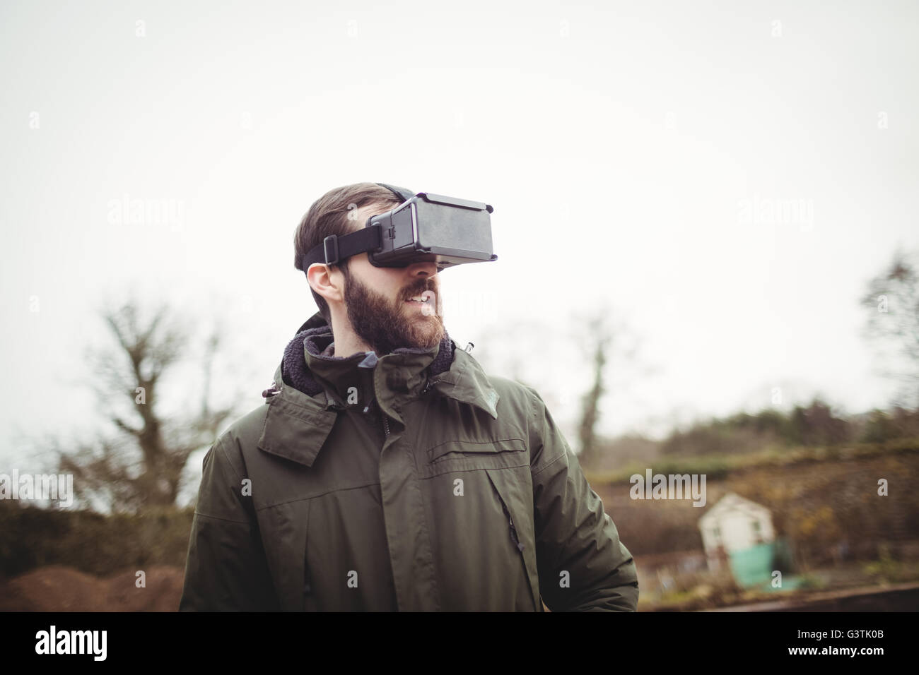 hipster man wearing smart glasses Stock Photo - Alamy