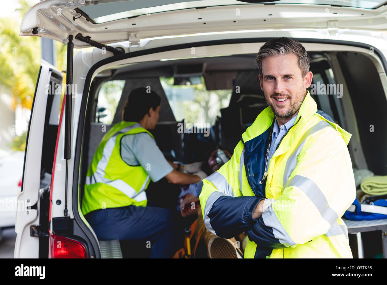 Portrait of ambulance man Stock Photo - Alamy