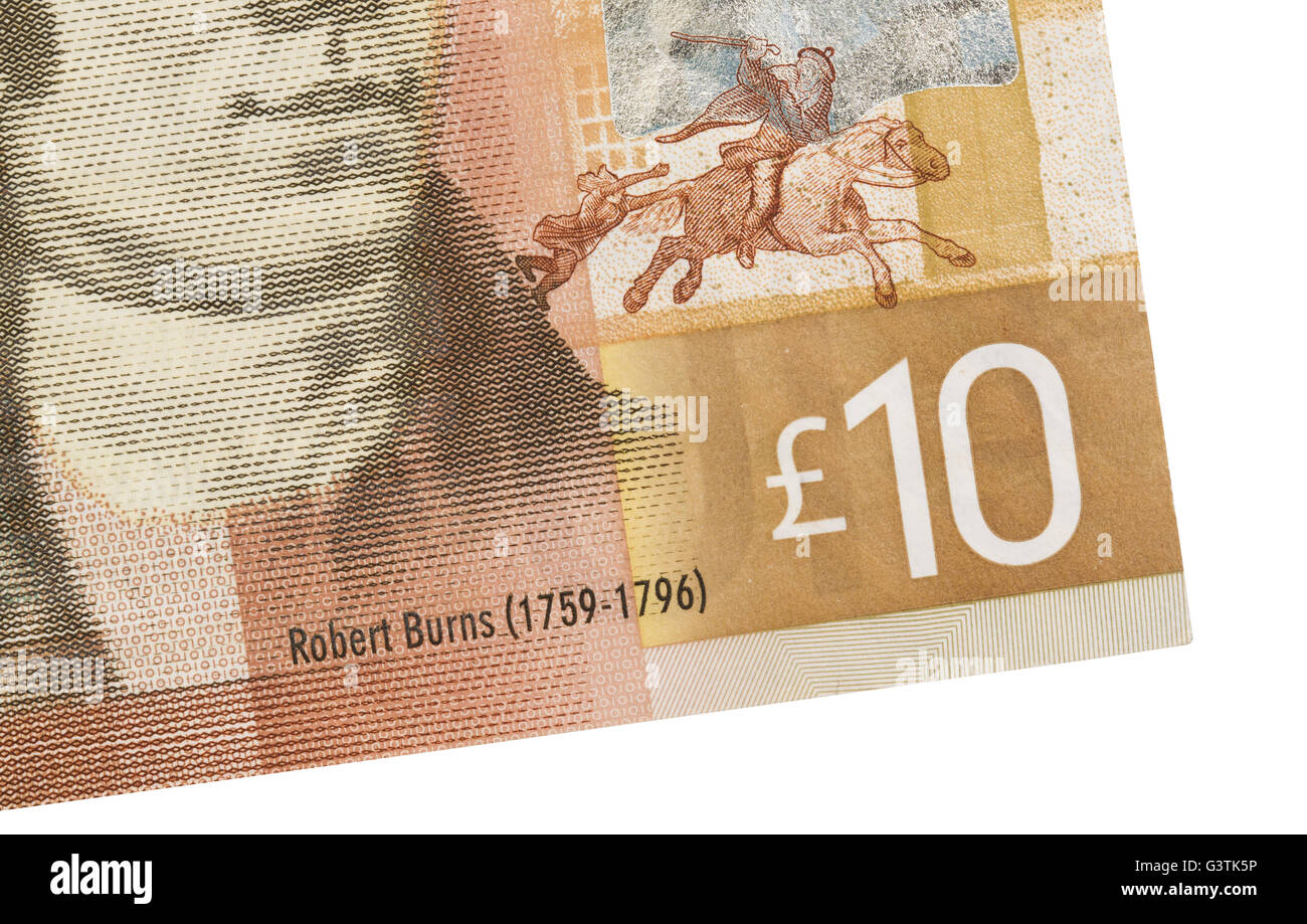 Scottish Banknote, 10 pounds, isolated on white Stock Photo - Alamy