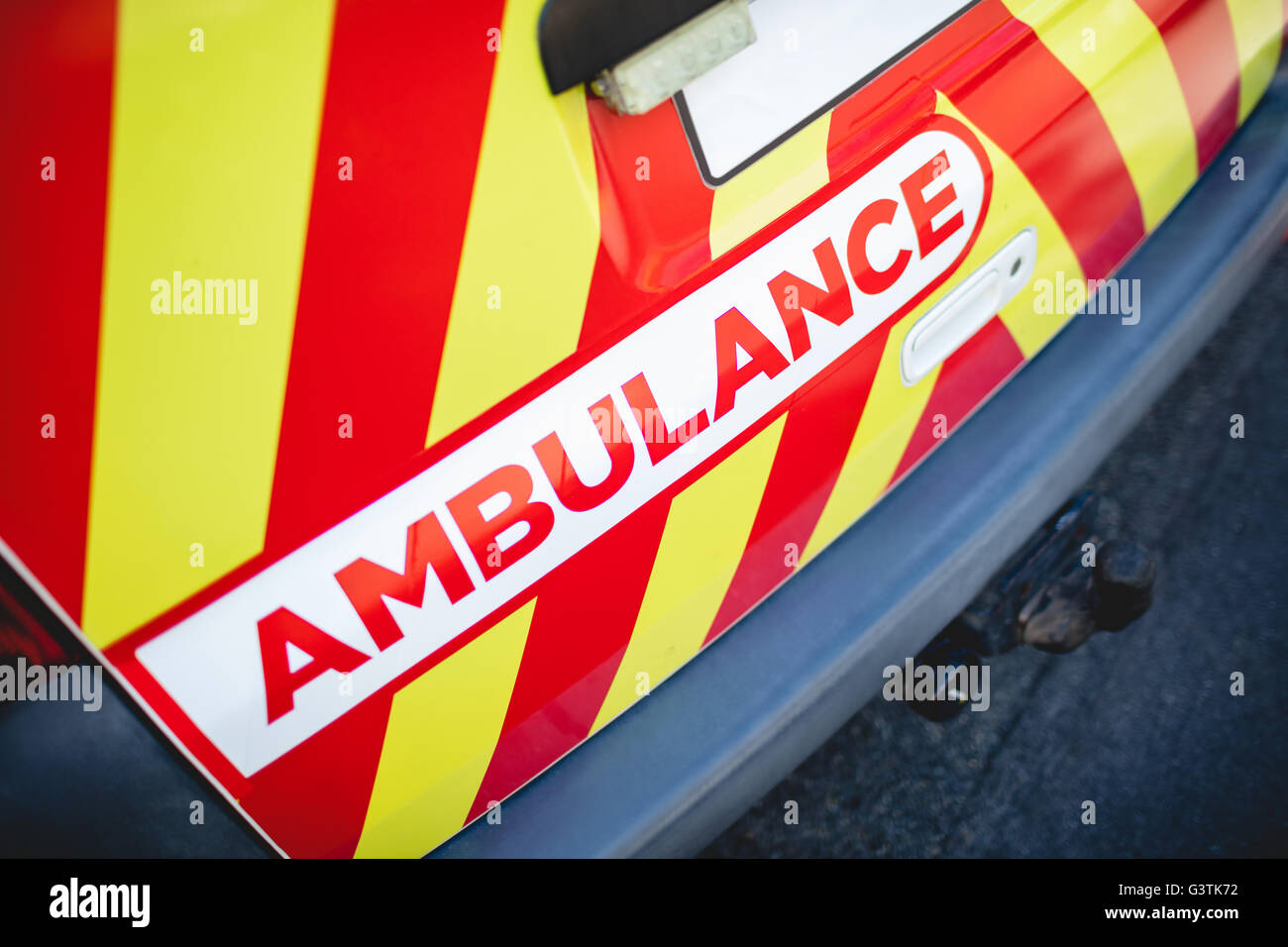 Photograph of the back of an ambulance Stock Photo - Alamy
